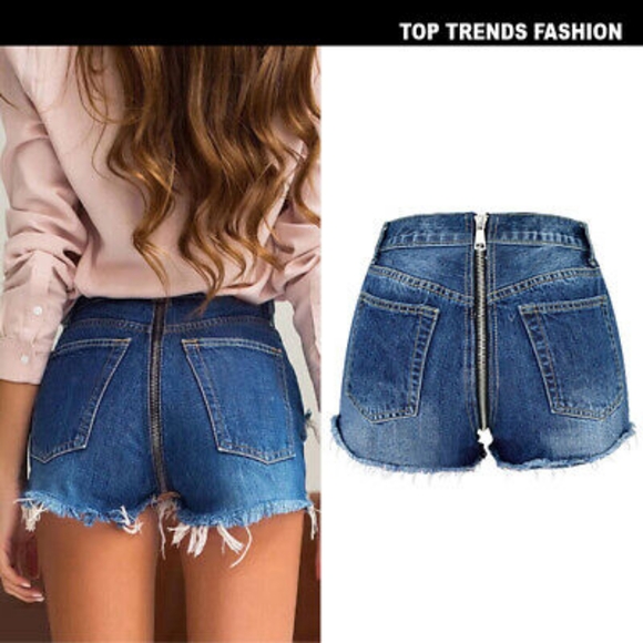 Shorts | Nwot Zipper Back High Waisted Denim Shorts | Poshmark